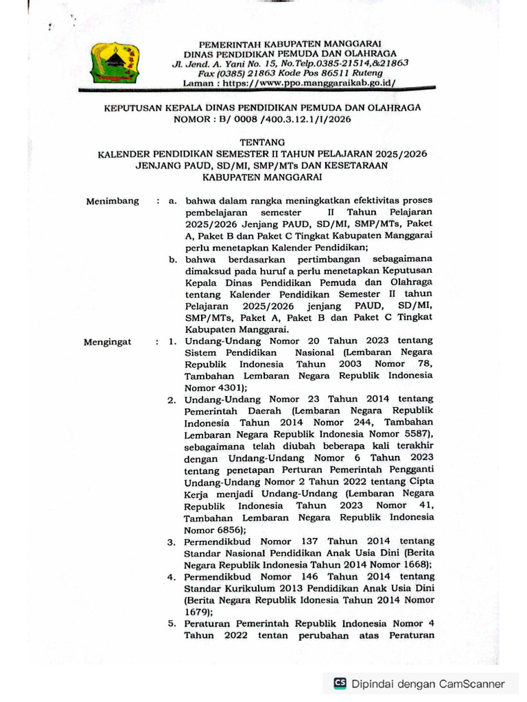 Kaldik Semester II TP. 2026 | PDF