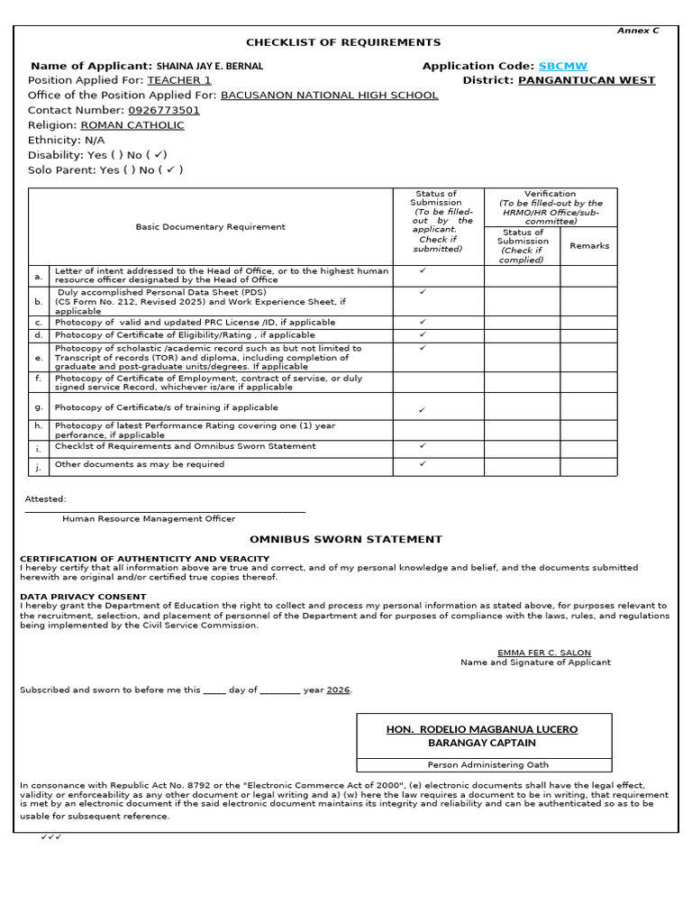 ANNEX-C-Checklist-of-Requirements-and-Omnibus-Sworn-Statement | PDF