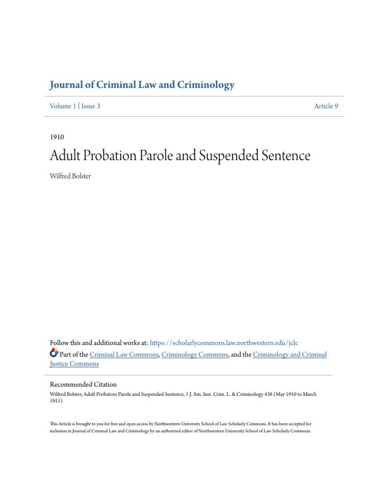 Adult Probation Parole and Suspended Sentence | PDF | Probation | Parole