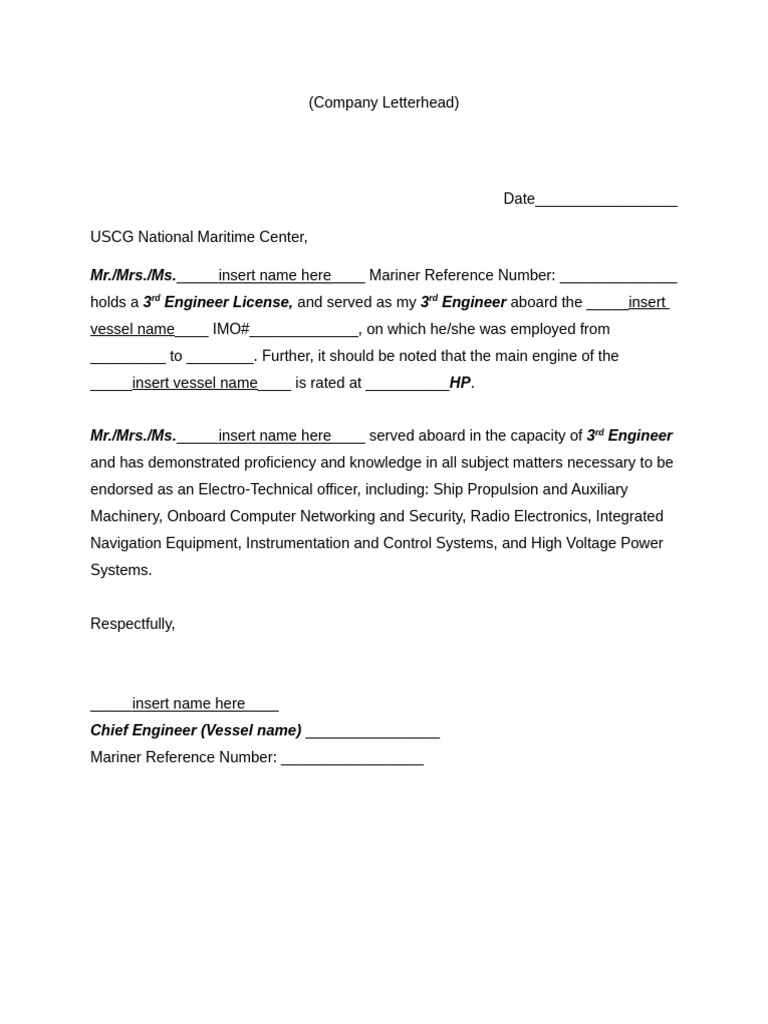 Sample Letter of Recommendation for Option 3 | PDF