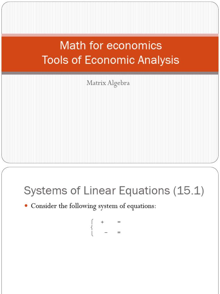 Mathecon Algebra | PDF | Matrix (Mathematics) | Functions And Mappings