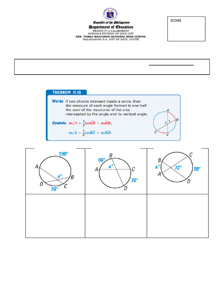 Chord Theorem Problem Set | PDF
