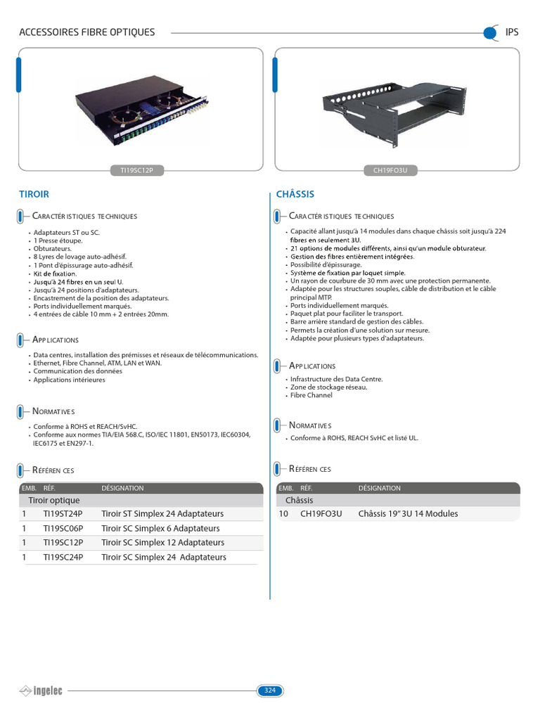 Accessoires Fibre Optique pour Data Centres | PDF | Standards ...