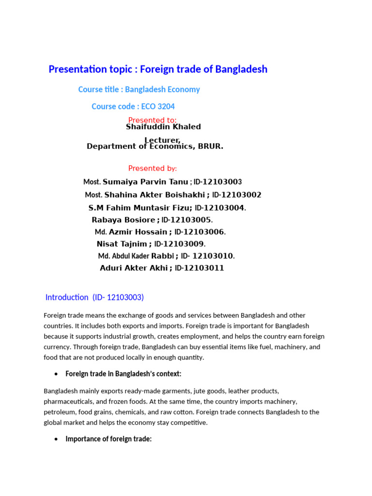 University presentation | PDF | Exports | Trade