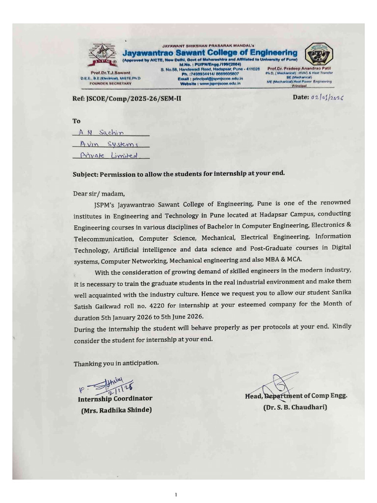 NOC For Internship | PDF
