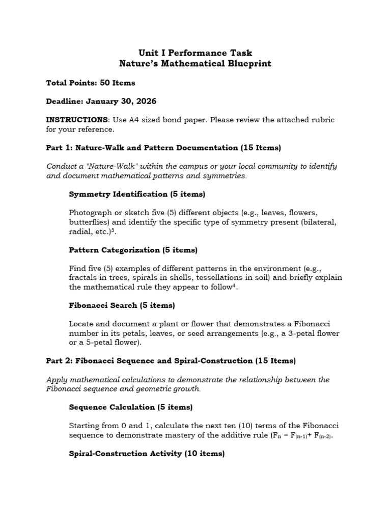 Unit I Performance Task | PDF