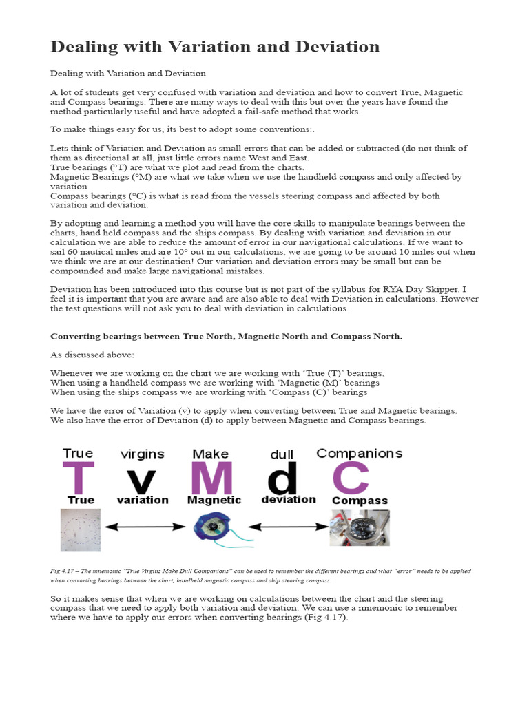 Variation and Deviation in Navigation | PDF | Compass | Navigation