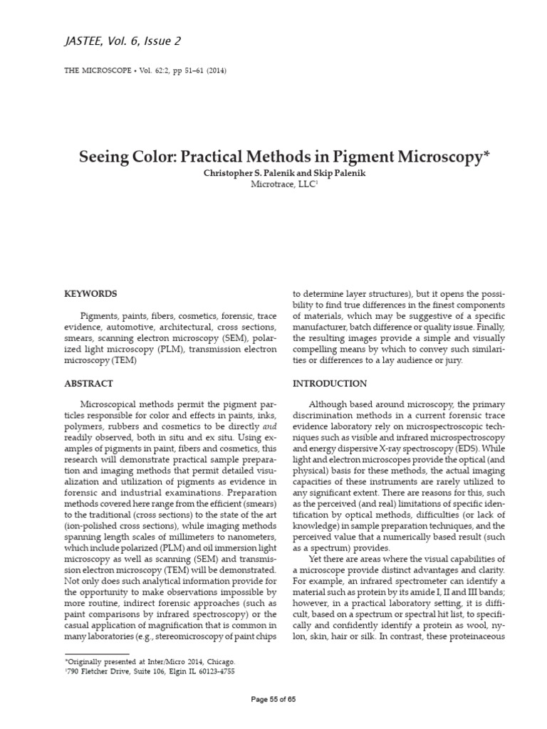 Seeing Color - Practical Methods in Pigment Microscopy Palenik and ...