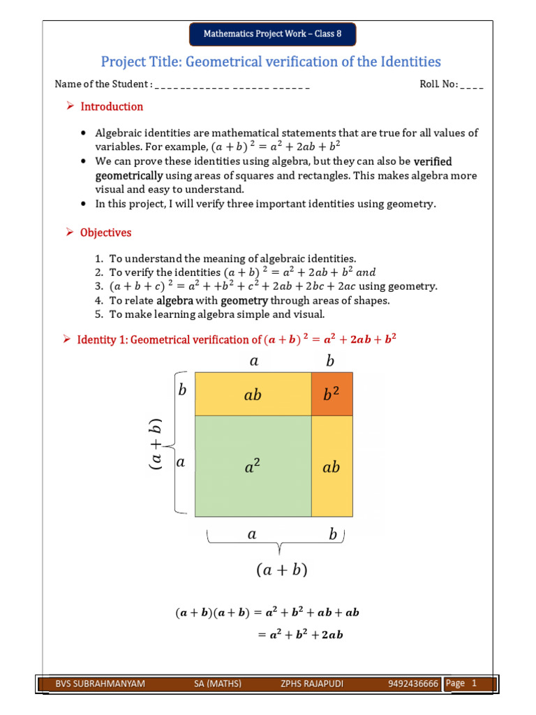 Geometrical Verification of Identities | PDF | Algebra | Geometry