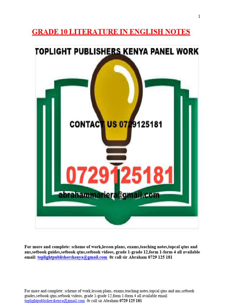 Grade 10 Oral Literature Notes | PDF | Narrative | Oral Literature