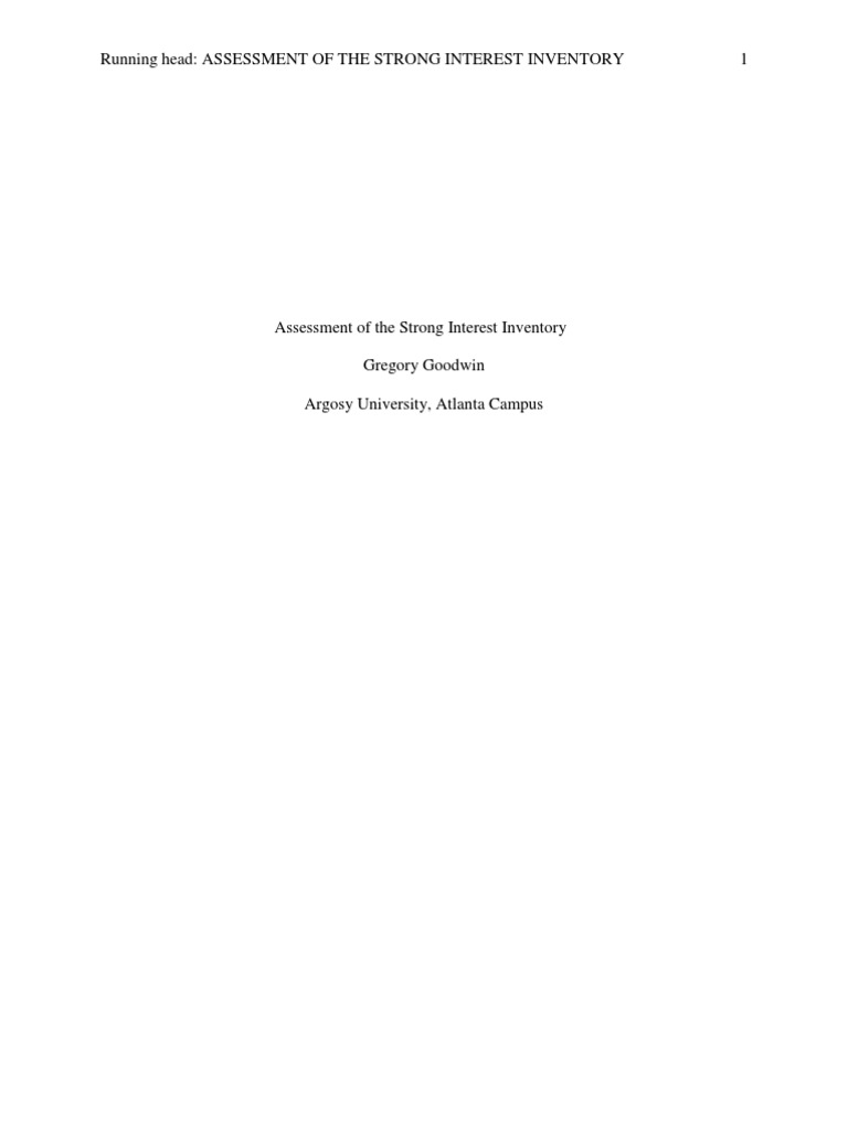 Assessment of The Strong Interest Inventory | PDF | Quality Of Life ...
