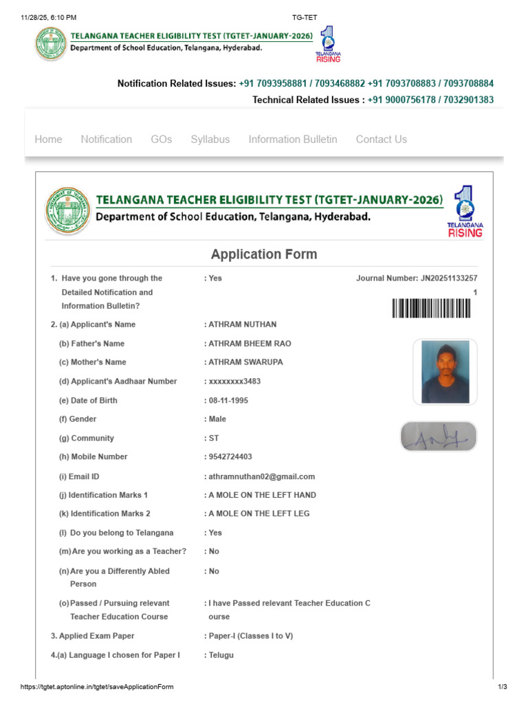 Information Bulletin-TGTET-JANUARY-2026 (1) (1) | PDF