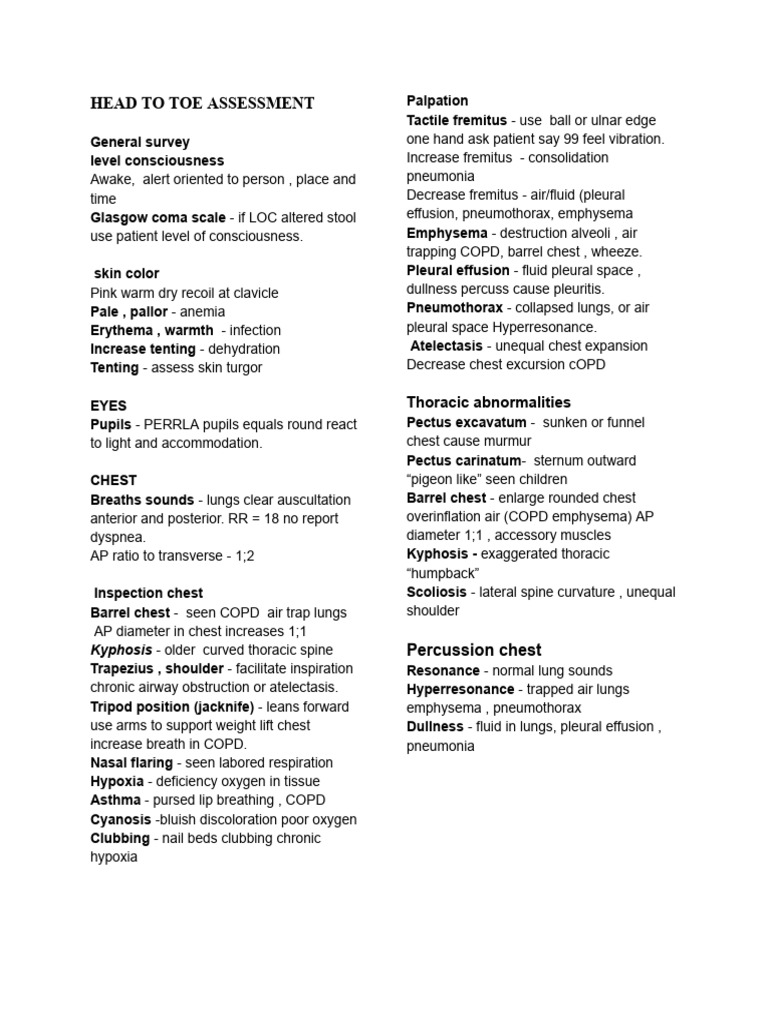 head to toe | PDF | Breathing | Respiratory Tract