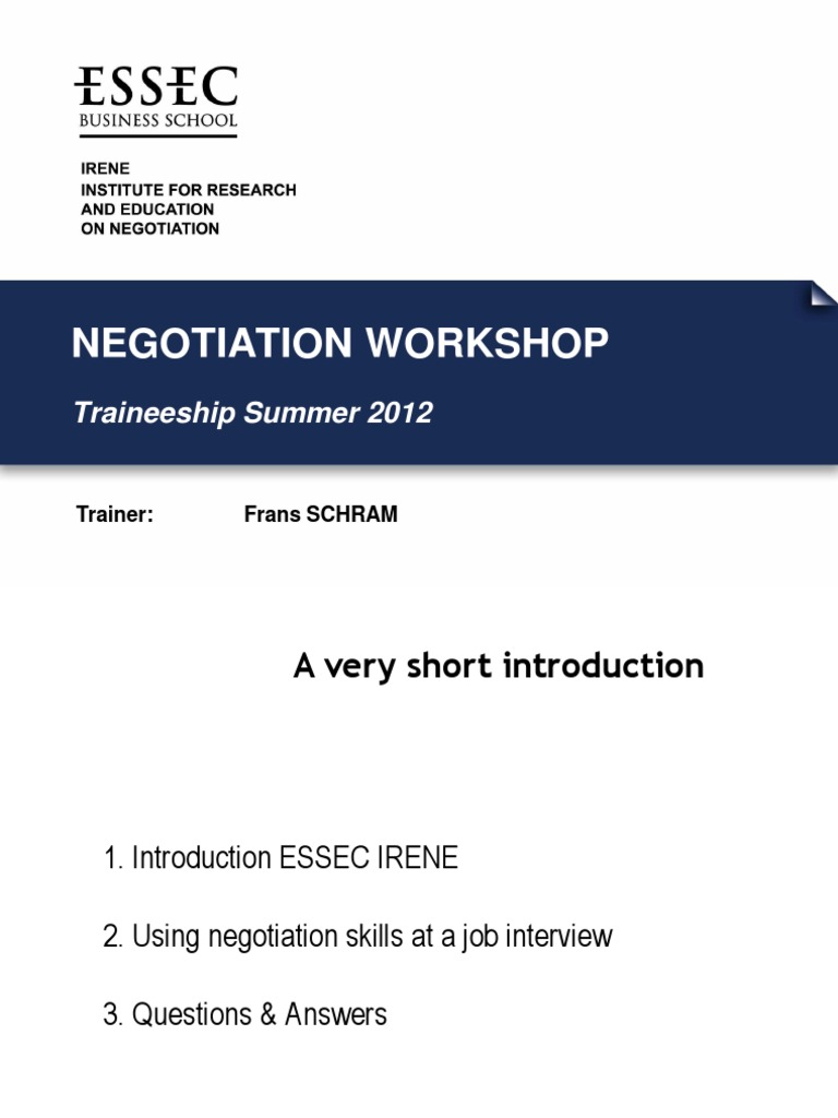 Negotiations at A Job Interview | PDF | Negotiation | Job Interview