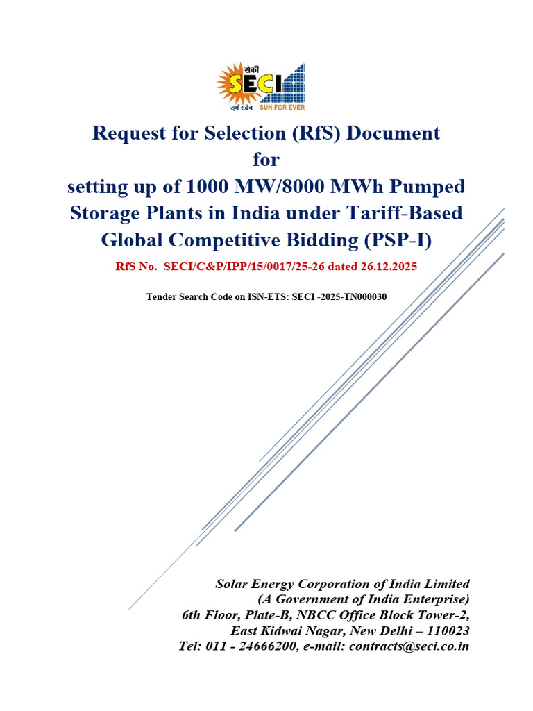 RfS_PSP_1000_MW-8000_MWh_Tranche-I | PDF | Electrical Grid | Energy Storage