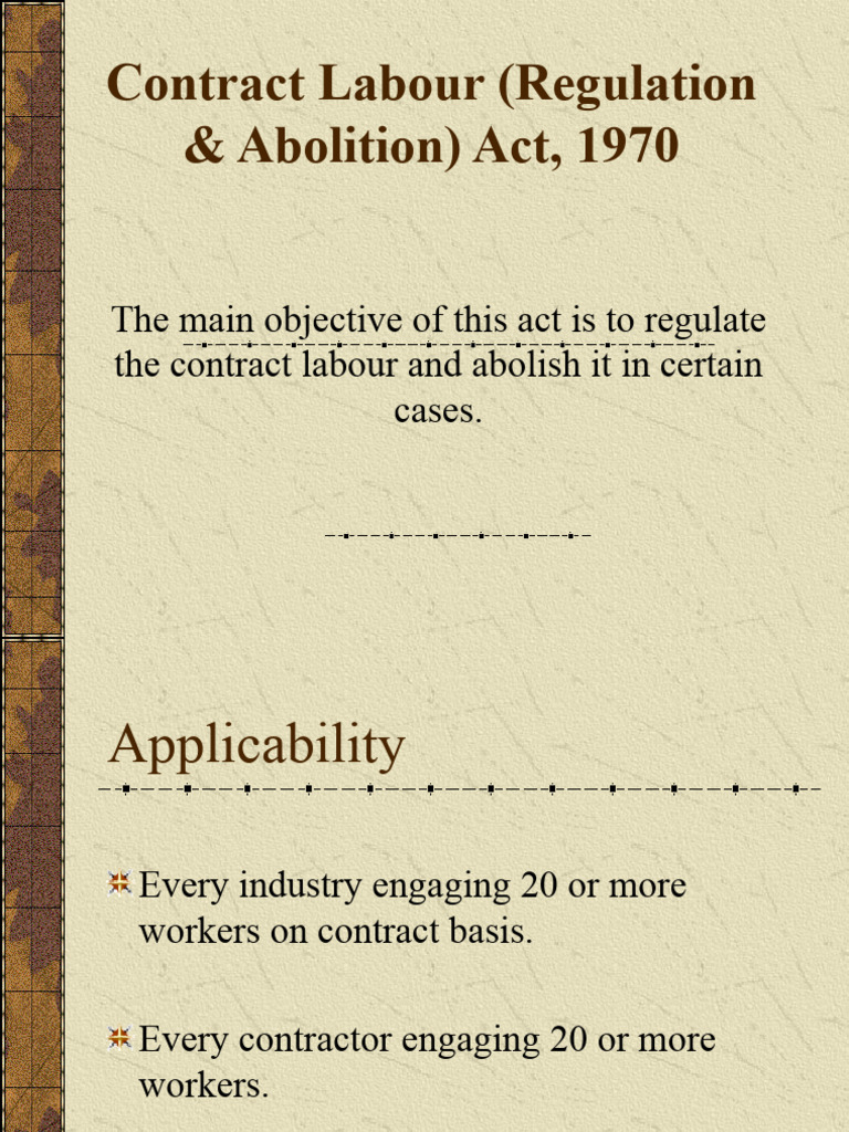 52083117 Contract Labour Regulation Abolition Act | PDF | Employment ...