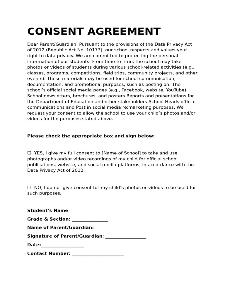Student Photo Consent Agreement | PDF
