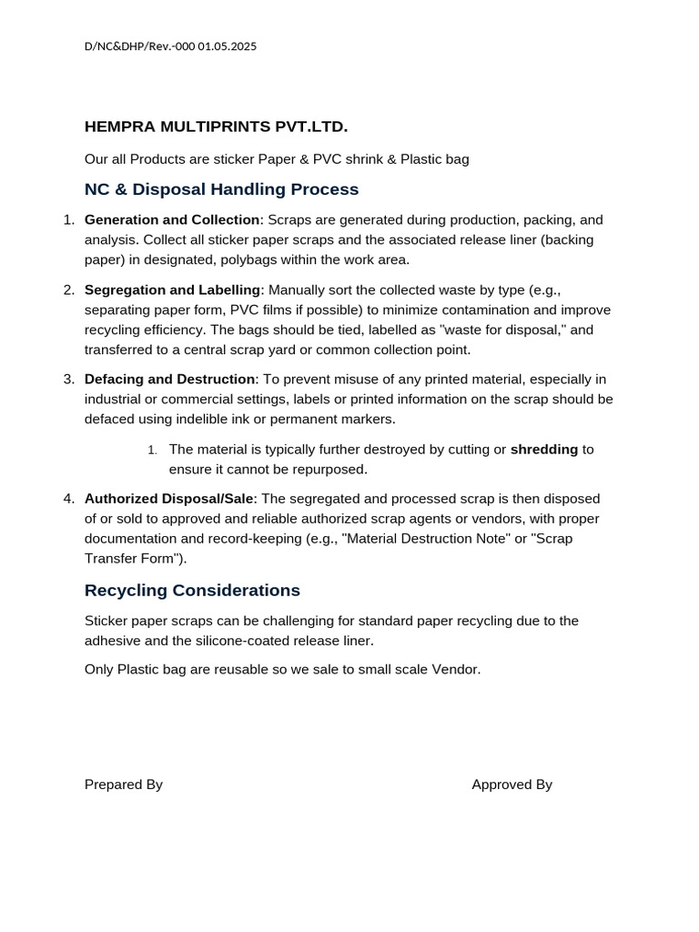 Scrap & NC Handling Proces - Copy | PDF