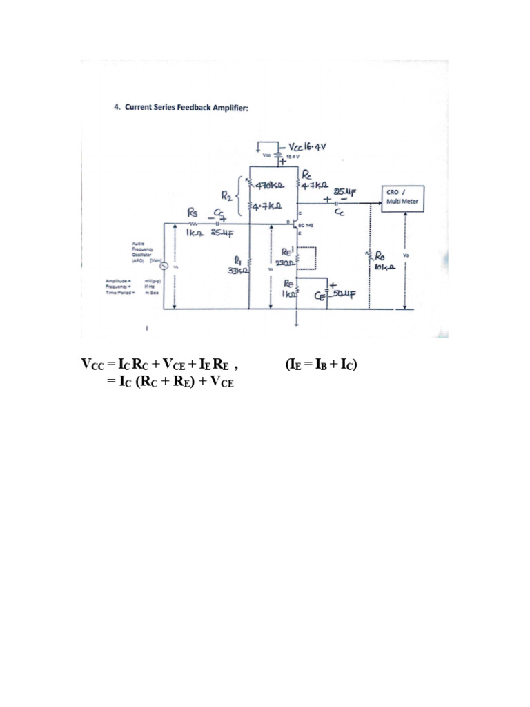 Current Series Feedback Amplifier Study | PDF
