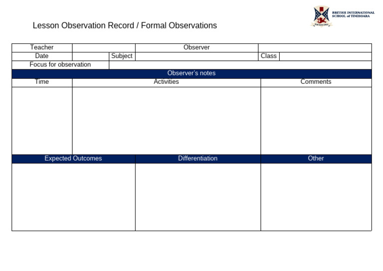 Formal Observations Form | PDF