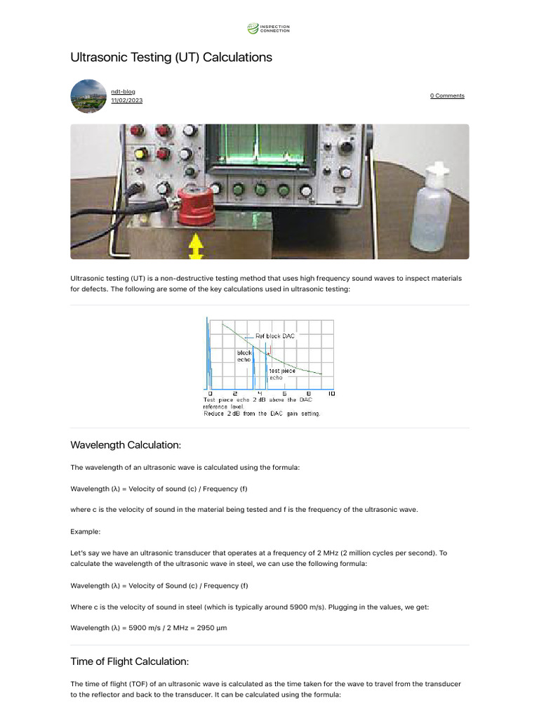 Ultrasonic Testing (UT) Calculations - NDT Inspect - NDT Career and ...