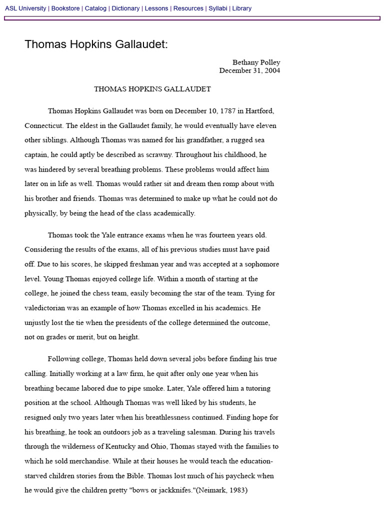Thomas Hopkins Gallaudetfffff | PDF | Special Education | Audiology