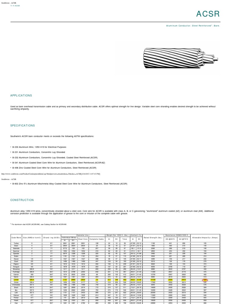Southwire - ACSR | Download Free PDF | Building Materials | Electrical Wiring