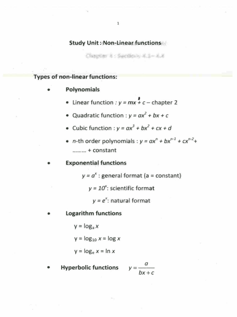 Non-Linear Functions Overview | PDF