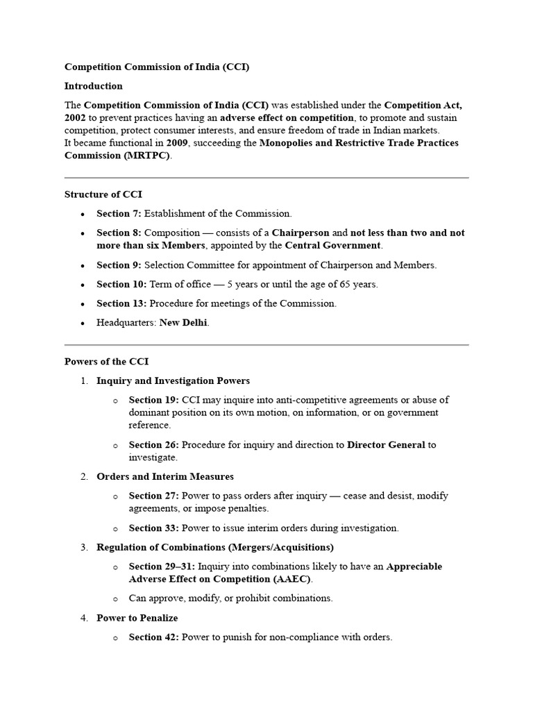 Imp Topic Competition Law | PDF | Mergers And Acquisitions ...