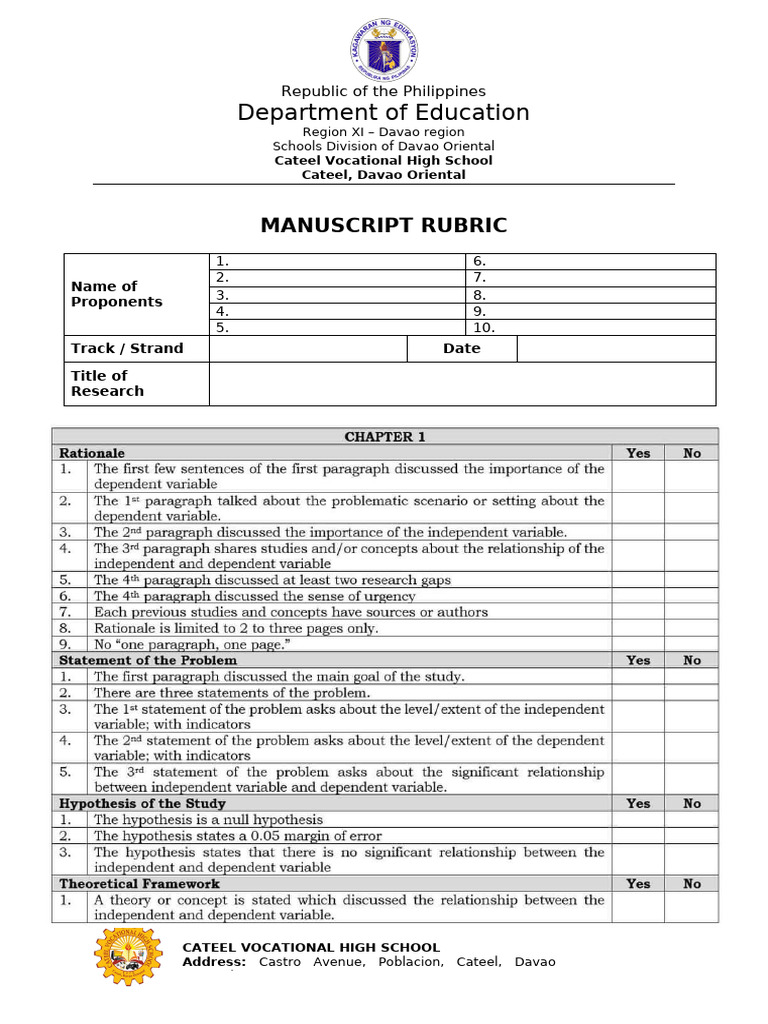 Manuscript Rubric | PDF