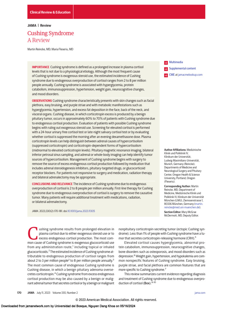 Cushing Syndrome: Causes and Treatments | PDF | Medical Specialties ...