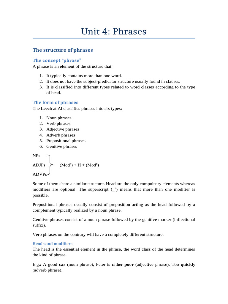 Unit 4 Phrases | PDF | Verb | Adjective