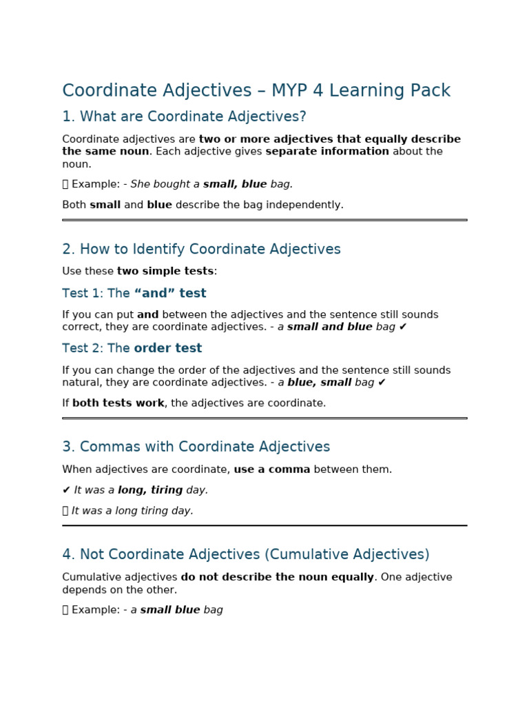 Understanding Coordinate Adjectives | PDF | Comma | Adjective