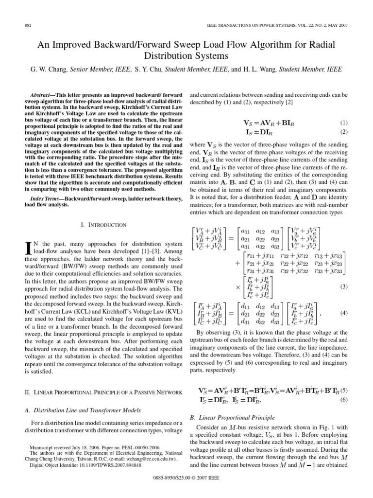 Improved Load Flow Algorithm for Radial Systems | PDF | Matrix ...