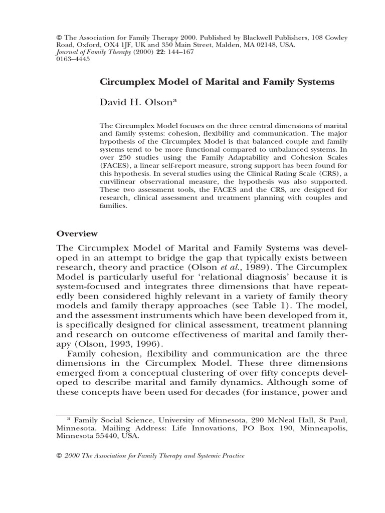 Circumplex Model of Marital and Family Systems | PDF | Family Therapy ...