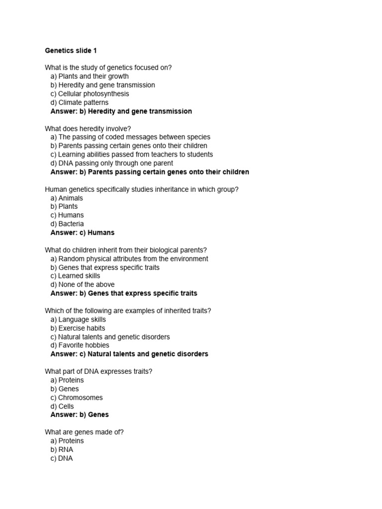 Genetics Slide 1 | PDF | Genotype | Gene
