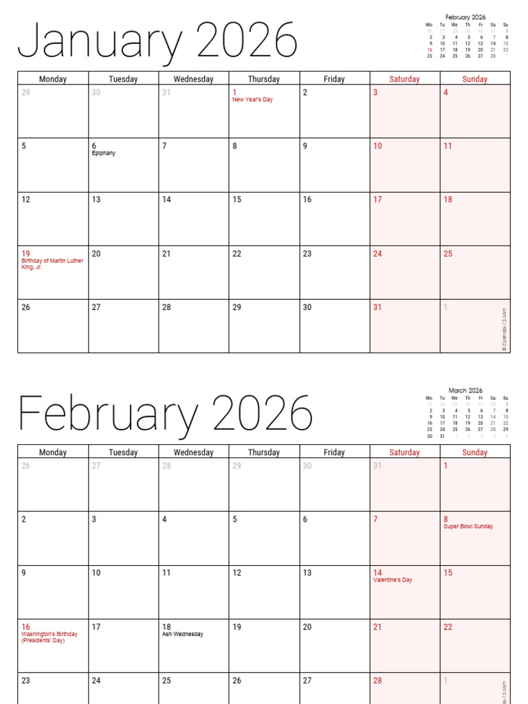 January - December 2026 (1) | PDF | Easter | Observances