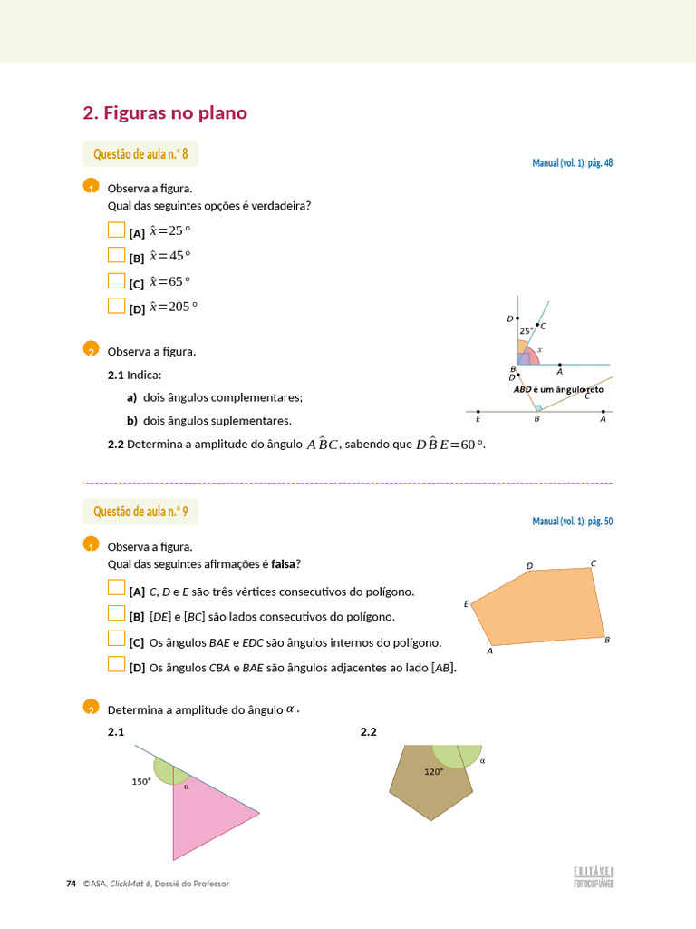 Questões de Aula - Unidade 2 (2) | PDF | Polígono | Triângulo