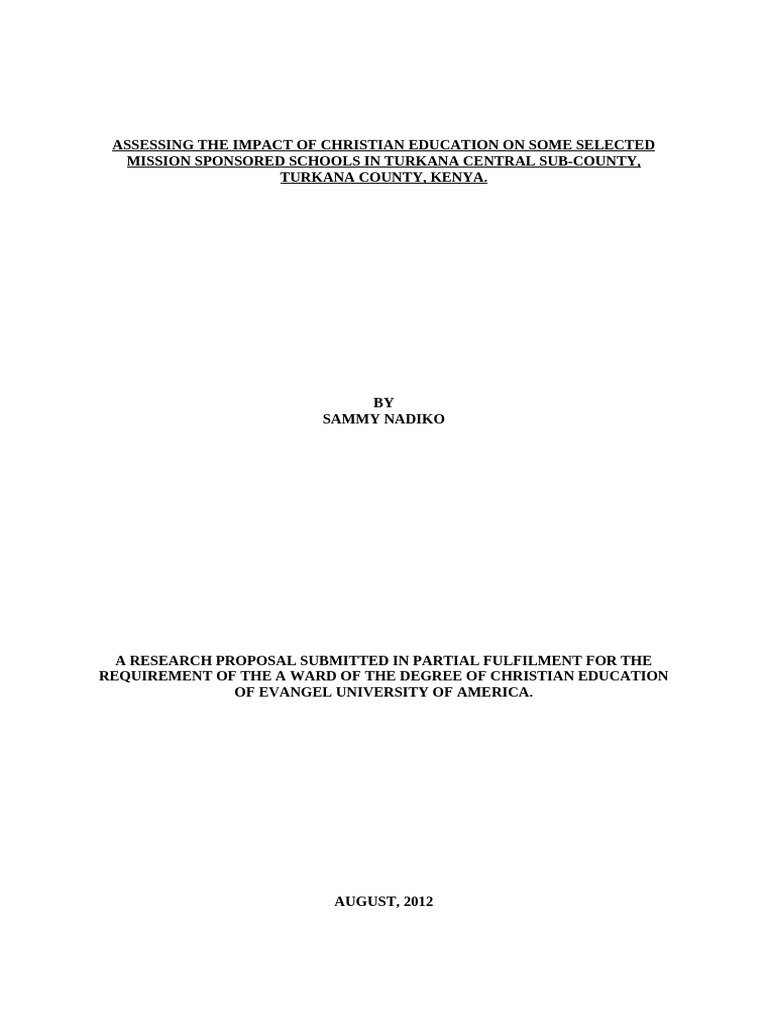 Assessing the Impact of Christian Education on Some Selected Mission ...