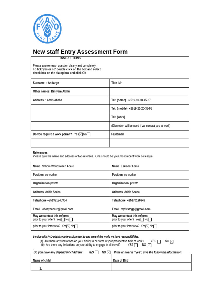 DROCEN_New Staff Entry Assessment Form_FAO (1) | PDF | Justice | Crime ...