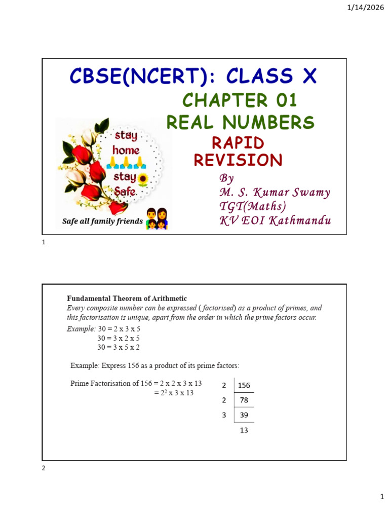 Real Numbers: Prime Factorization & Irrationality | PDF | Numbers ...