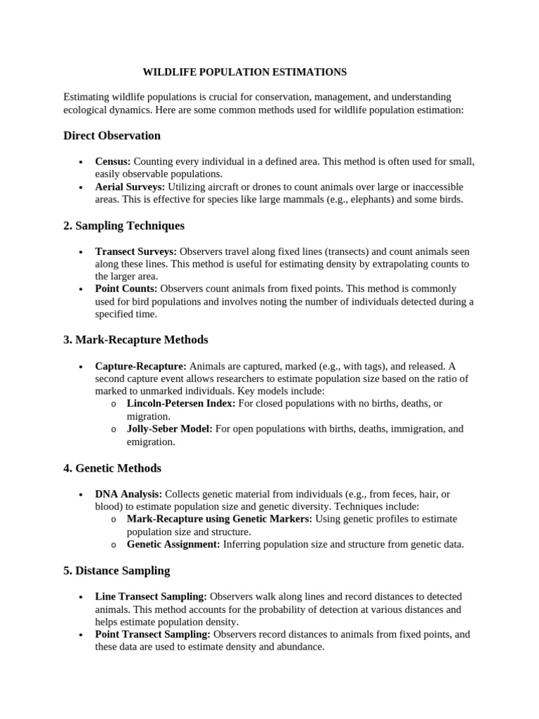 Wildlife Population Estimation Methods | PDF | Statistics | Bayesian ...