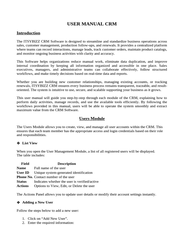 User Manual | PDF | Customer Relationship Management | Invoice