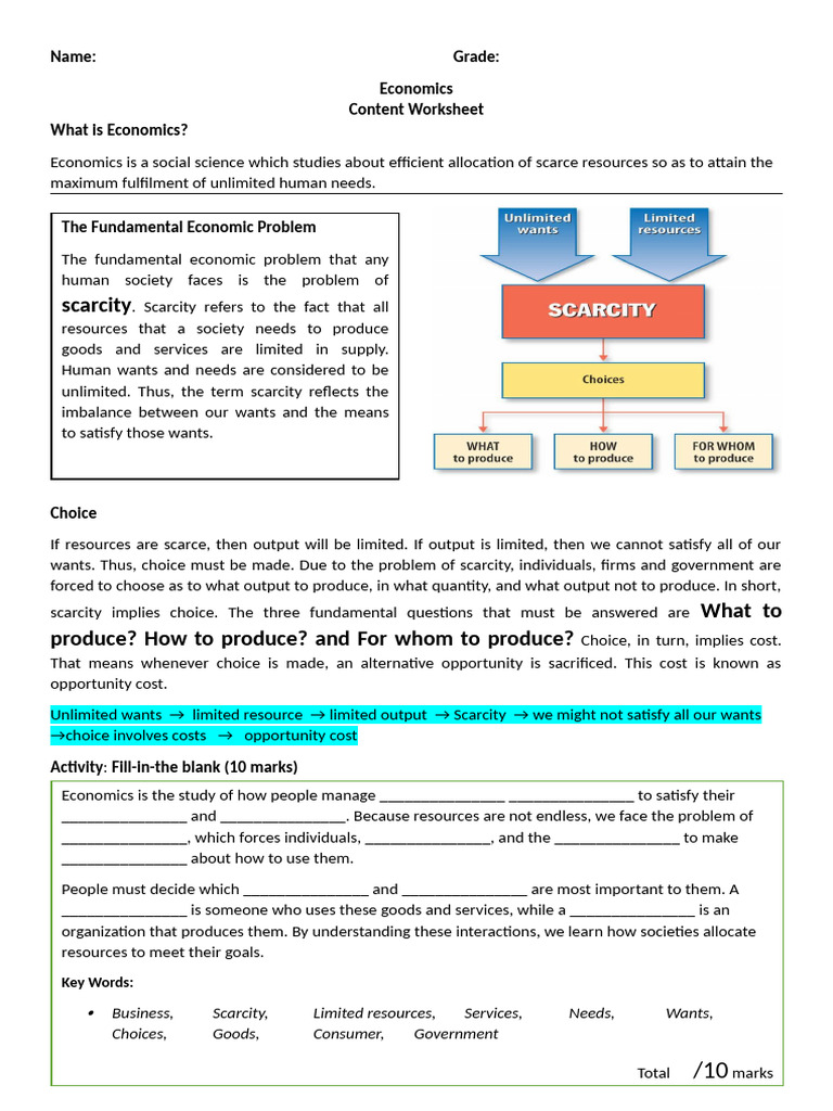 Understanding Scarcity and Opportunity Cost | PDF | Opportunity Cost ...