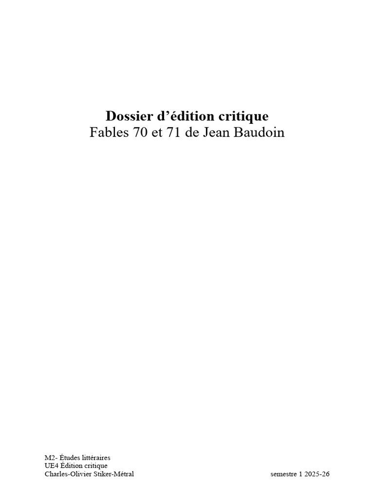 Édition critique des Fables de Baudoin | PDF | Fable | Ésope