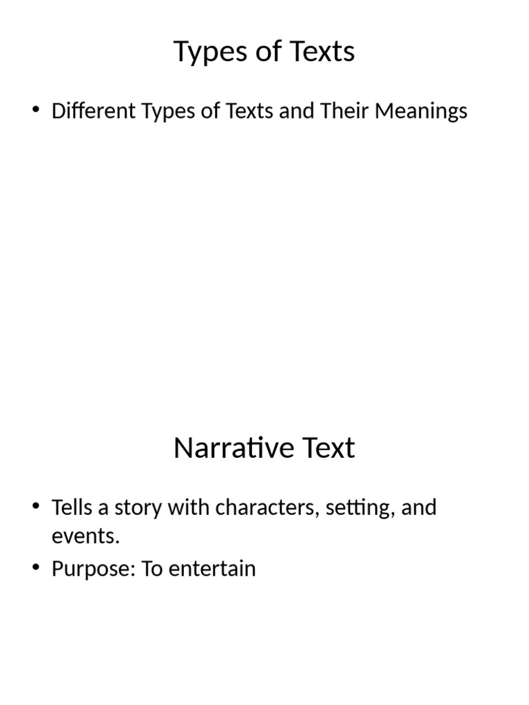 Types of Texts Presentation | PDF