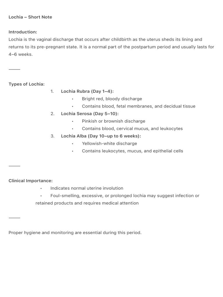 Lochia - Short Note | PDF
