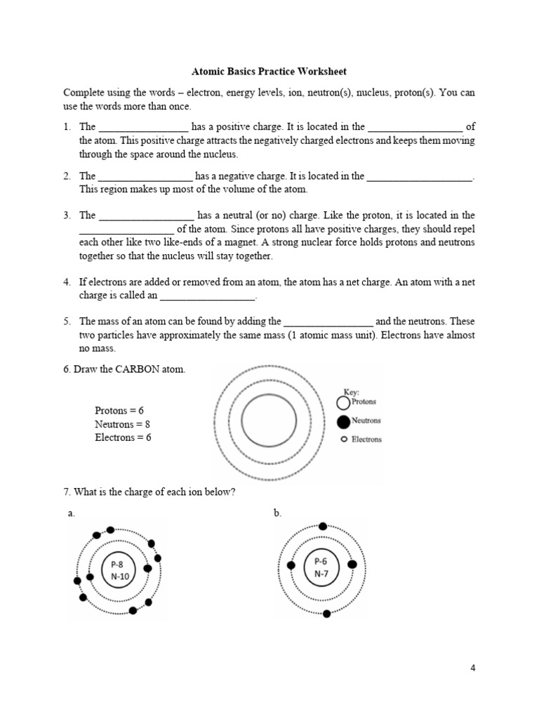 Atomic Structure Practice Worksheet | PDF