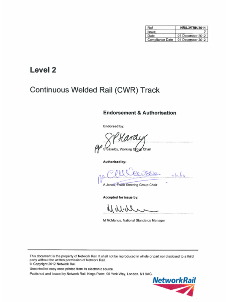 NR L2 TRK 3011(Network Rail) | PDF | Rail Transport | Rail Infrastructure