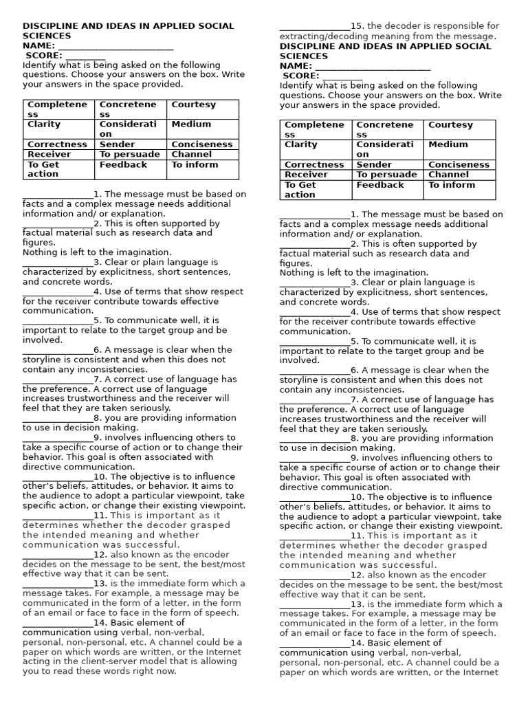 Applied Social Sciences Communication Guide | PDF | Communication ...